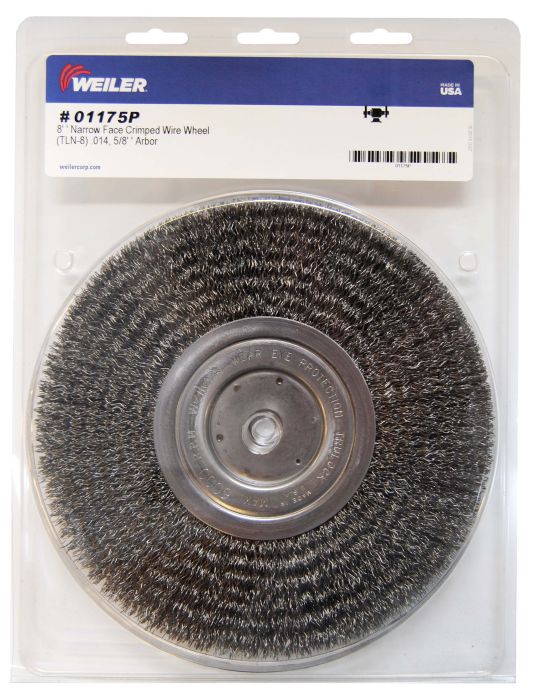 Weiler 01175P Narrow Face Wire Wheel Brush, 8 in Dia x 3/4 in W, 5/8 in ...