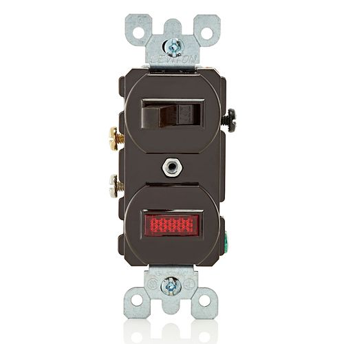 15 Amp, 120 Volt, Duplex Style Single-Pole / Neon Pilot AC Combination ...