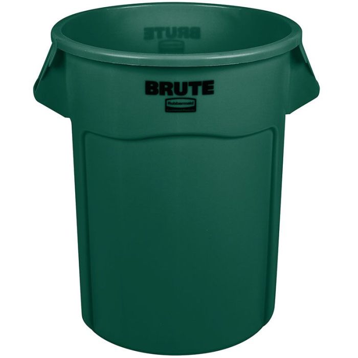 Rubbermaid FG265500DGRN Brute 55-gallon Trash Can - Plastic, Round ...